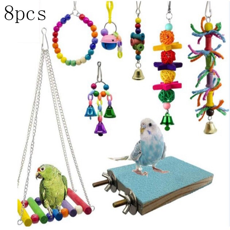 8Pcs Vogel Speelgoed Papegaai Kauwen Speelgoed Hou... – Vicedeal