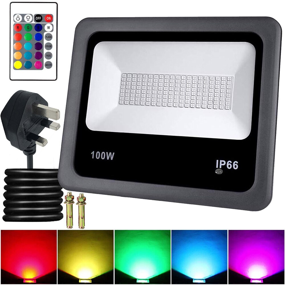 RGB Remote Control LED Flood Lights Outdoor 16Colo... – Grandado