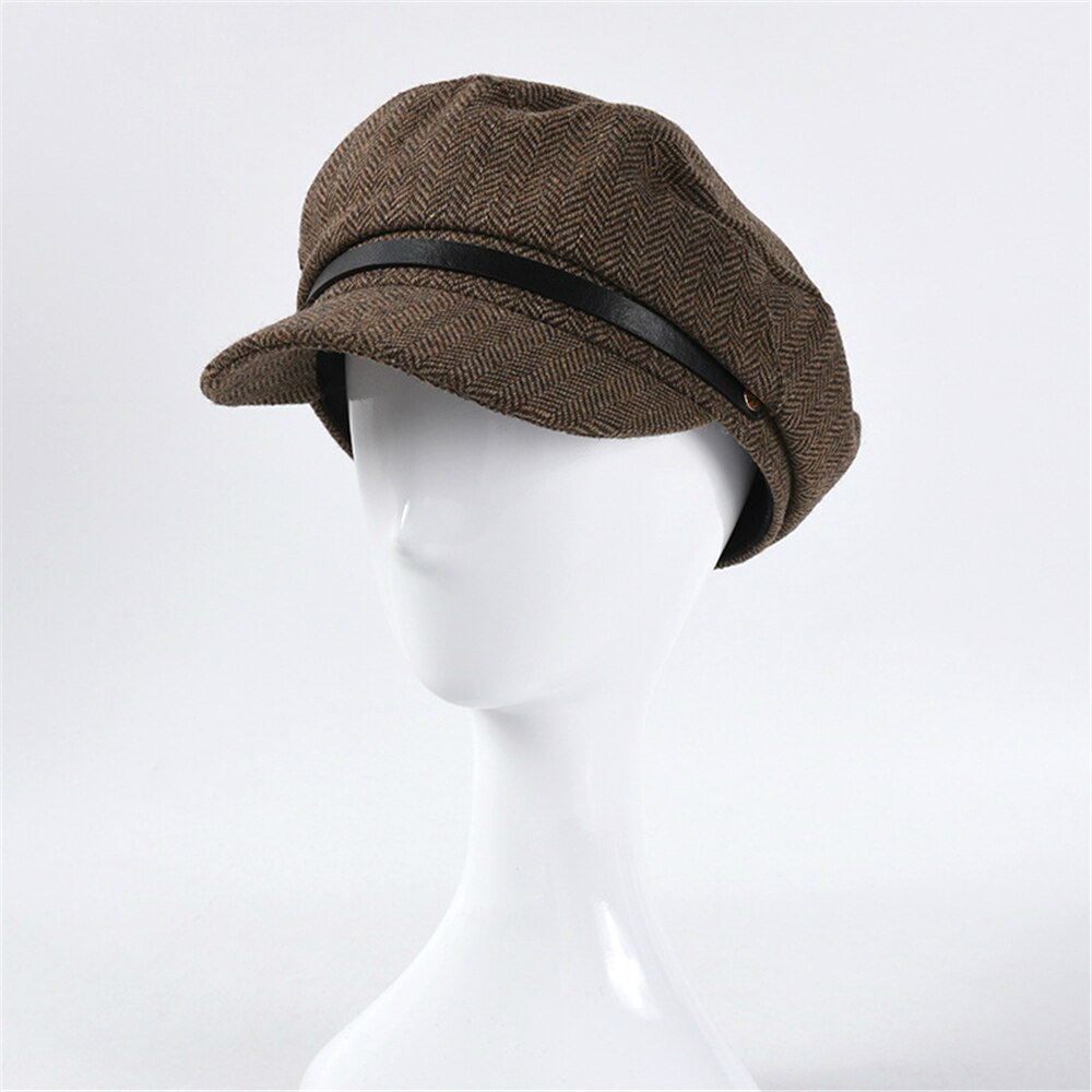 Herringbone Baker Boy Hat Women Newsboy Beret Hat ... – Grandado