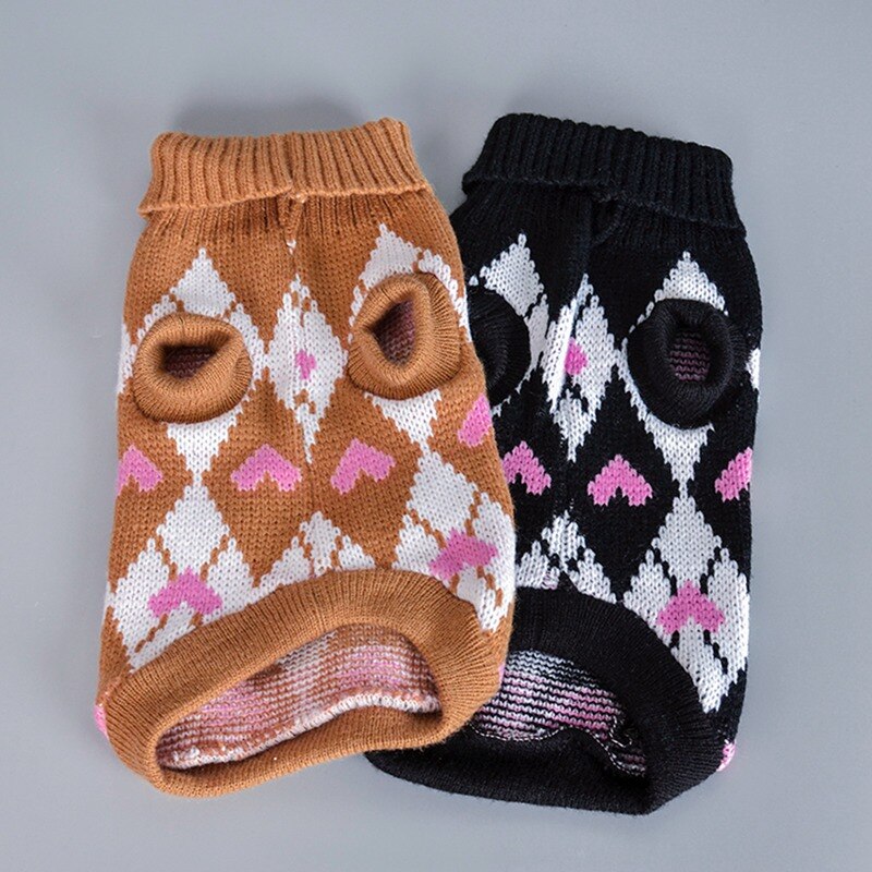 Cute Heart Pattern Dog Sweater Pet Winter Knitting... – Grandado