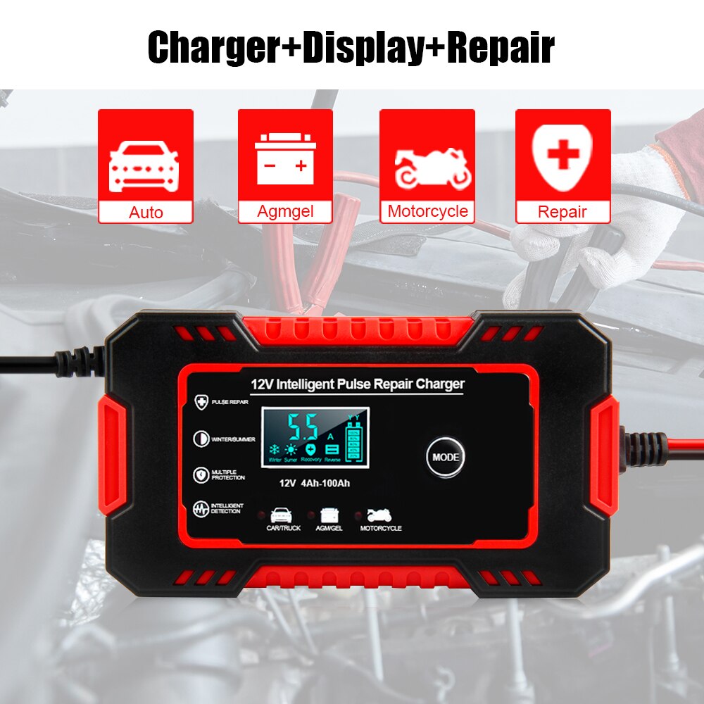 12V 6A/24V 3A Automatic Battery-chargers Digital L... – Grandado