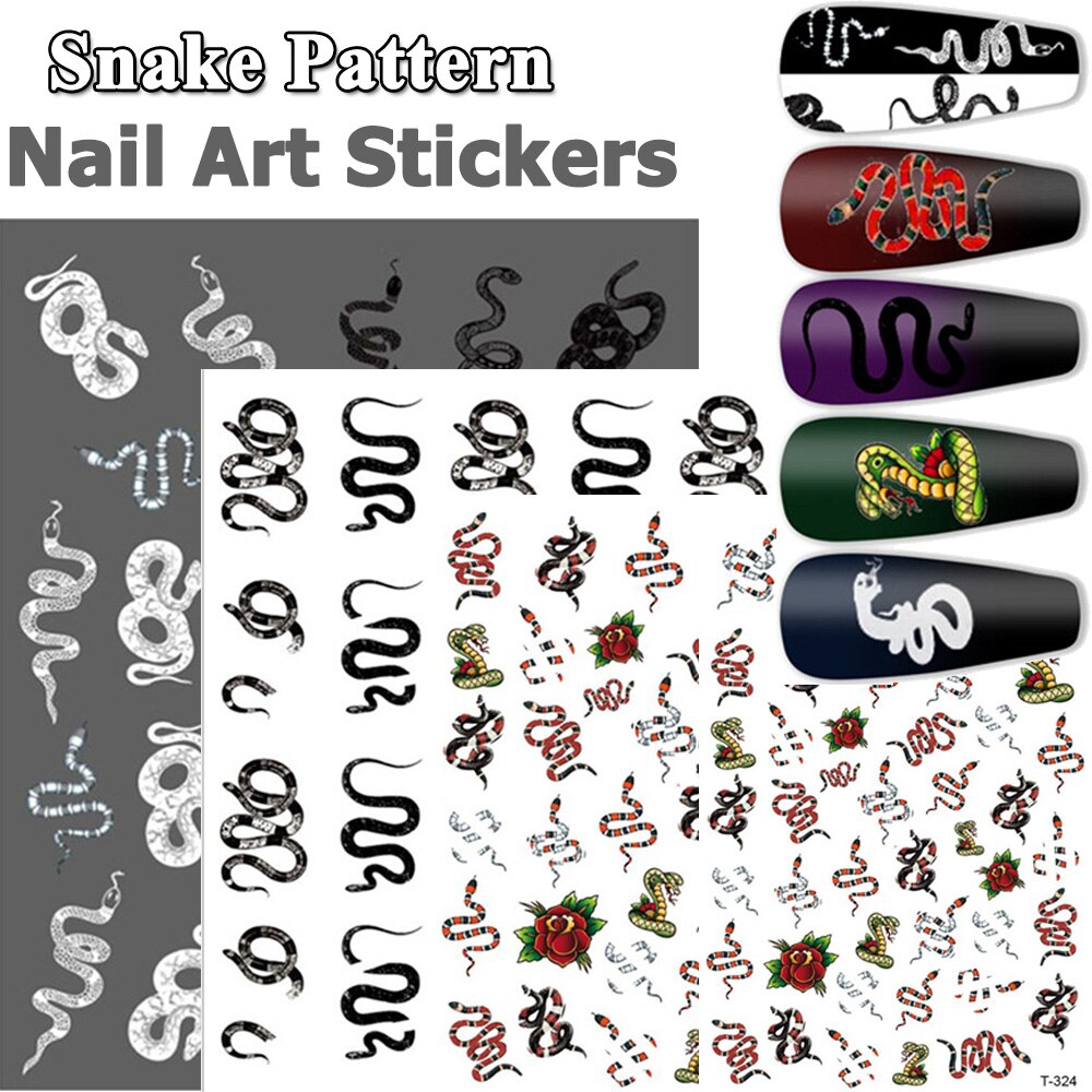 Snake Pattern 3D Nail Art Stickers Self Adhesive T... – Grandado