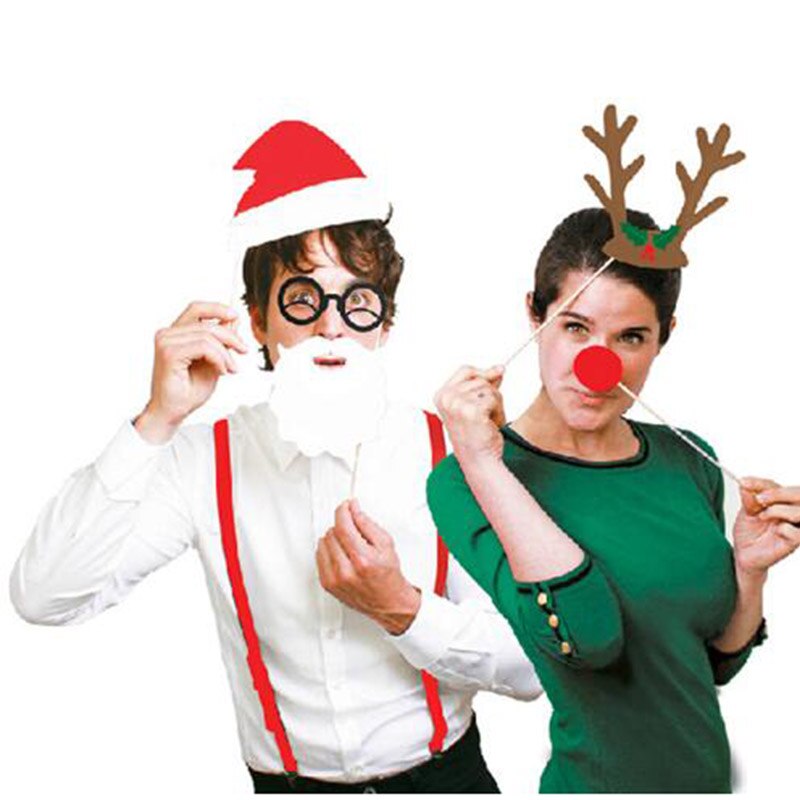 17pcs Photo Booth Props Christmas Funny Mask Musta... – Grandado