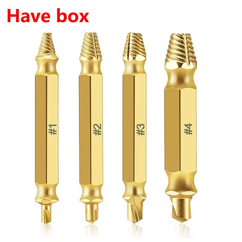 4 PCS Damaged Screw Extractor Drill Bit Set Stripp... – Grandado