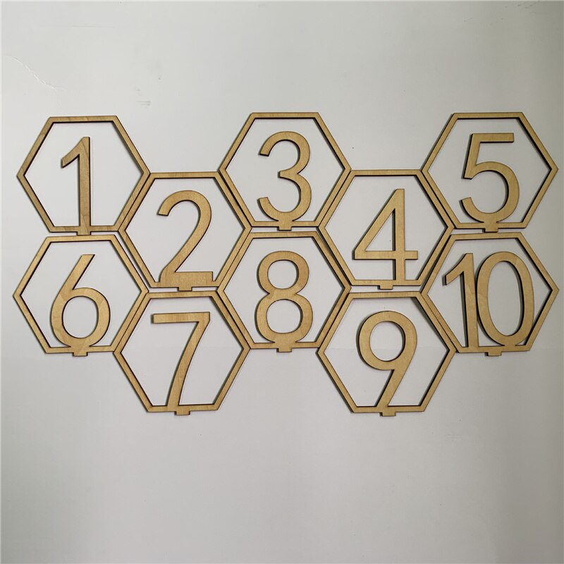 1-40 Hexagon Houten Tafel Nummers Met Houder Base ... – Vicedeal