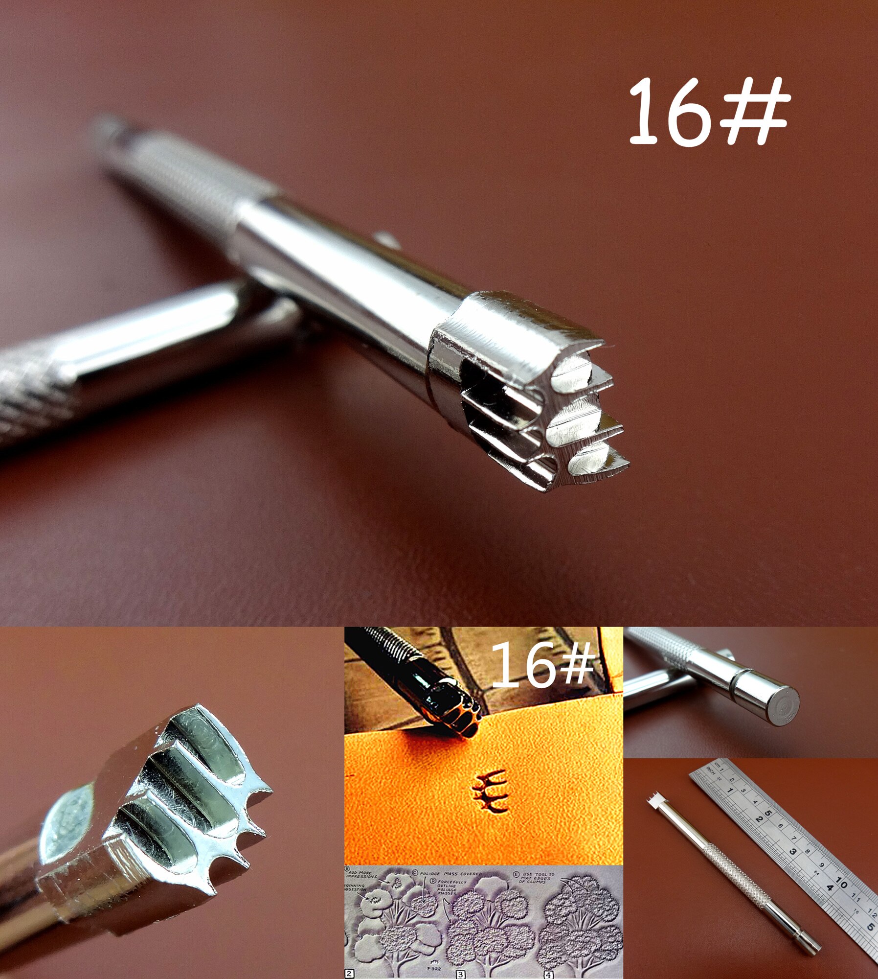 1 Pc 16 # Staal Lederen Craft Staal Carving Stempe... – Grandado