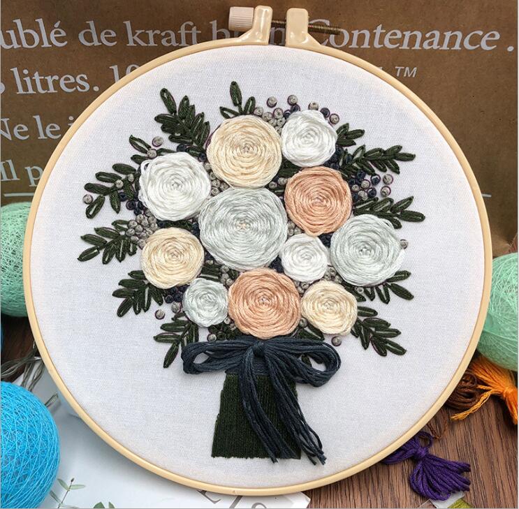 20x20cm flower bouquet embroidery European embroid... – Grandado