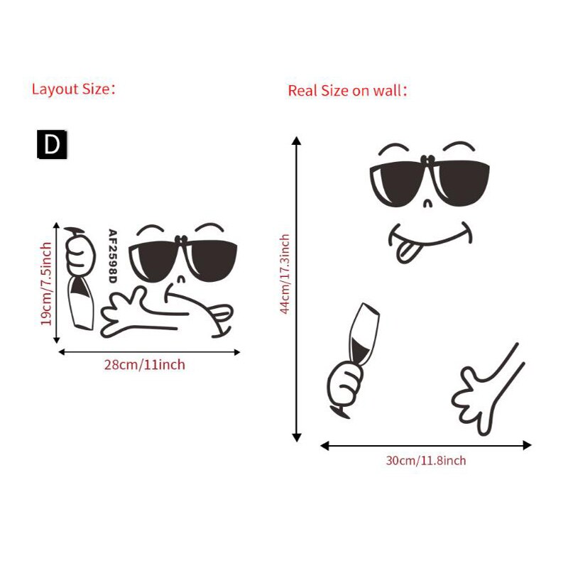 4 Styles Smile Face Wall Sticker PVC Cartoon refri... – Grandado