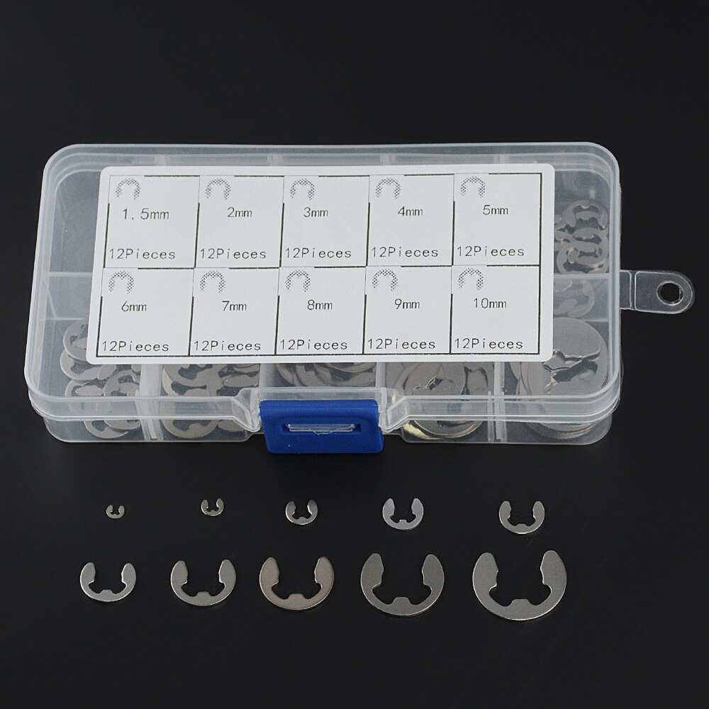 120 Stks/doos 304 Rvs Rvs E Clip Washer Assortimen... – Vicedeal