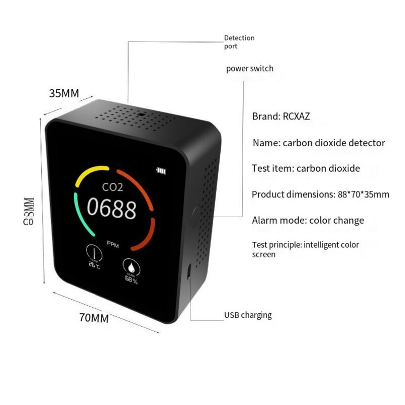 Multifunctional BT 3 In 1 CO2 Meter Digital Temper... – Grandado