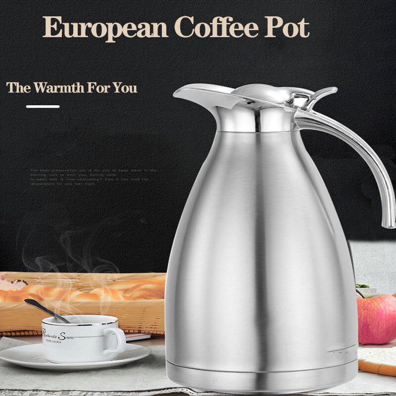 Stainless Steel European Coffee Pot 2L Insulated P... – Grandado