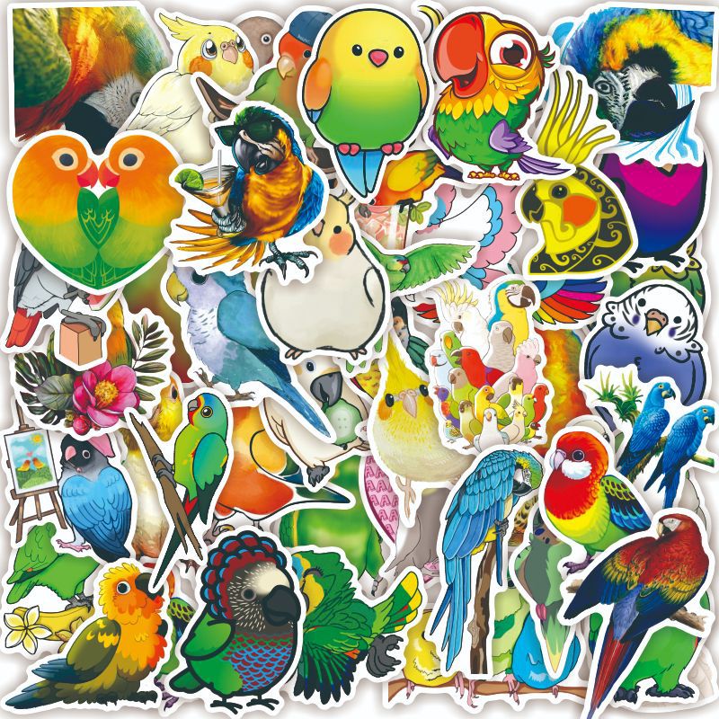 TD ZW 50Pcs Cartoon Color Parrot Stickers For Suit... – Grandado TD ZW 50Pcs Cartoon Color Parrot Stickers For Suit... – Grandado