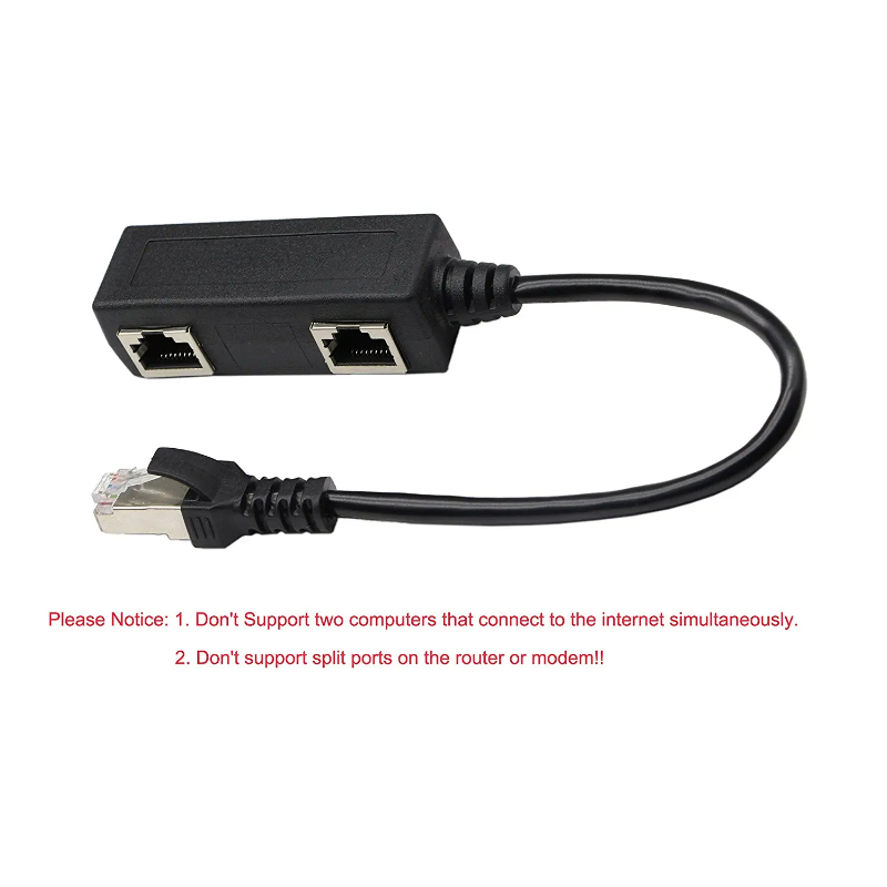 Rj45 1 Male To 2 Female Socket Port Lan Ethernet N... – Grandado