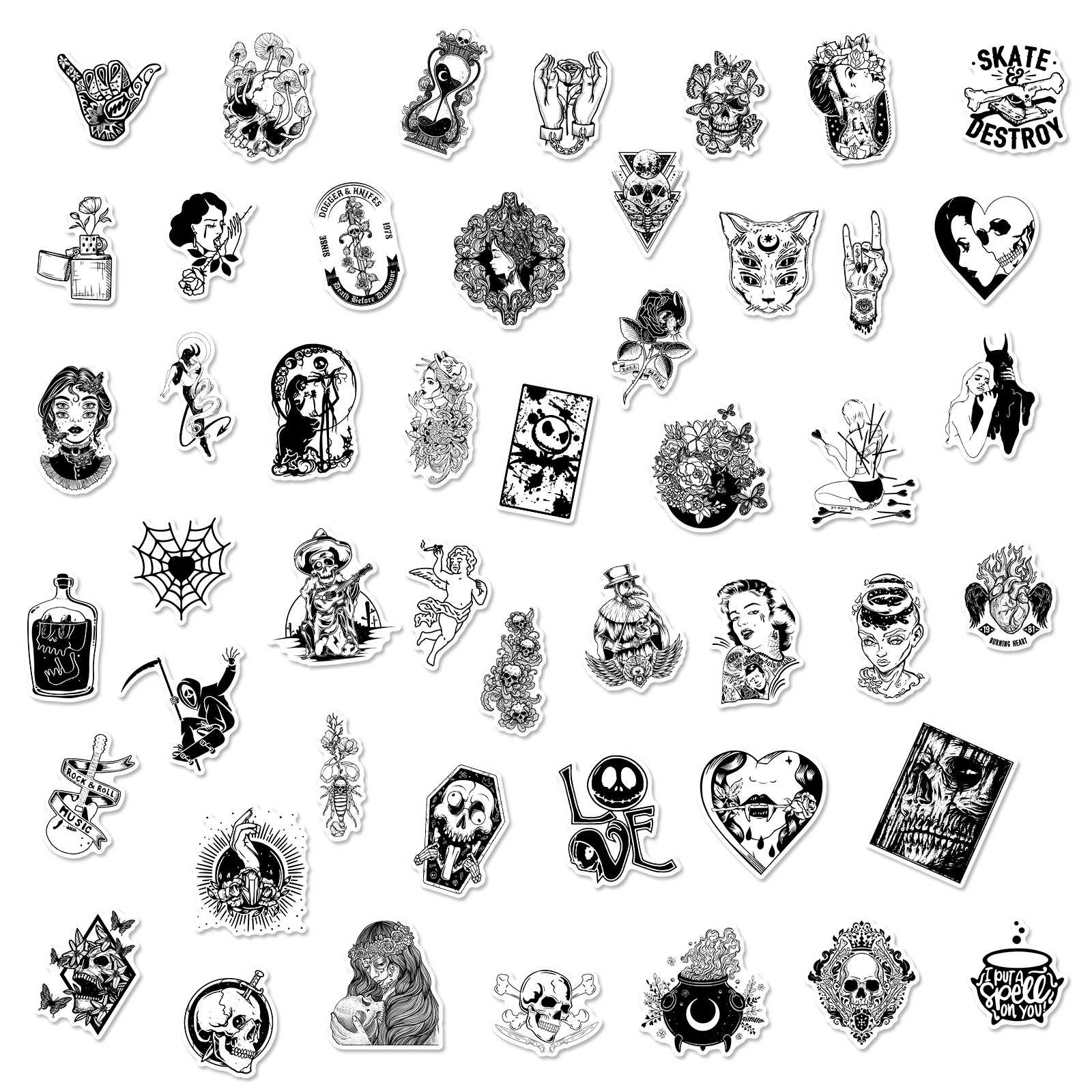 50pcs/set Gothic Theme Sticker Waterproof for Car ... – Grandado