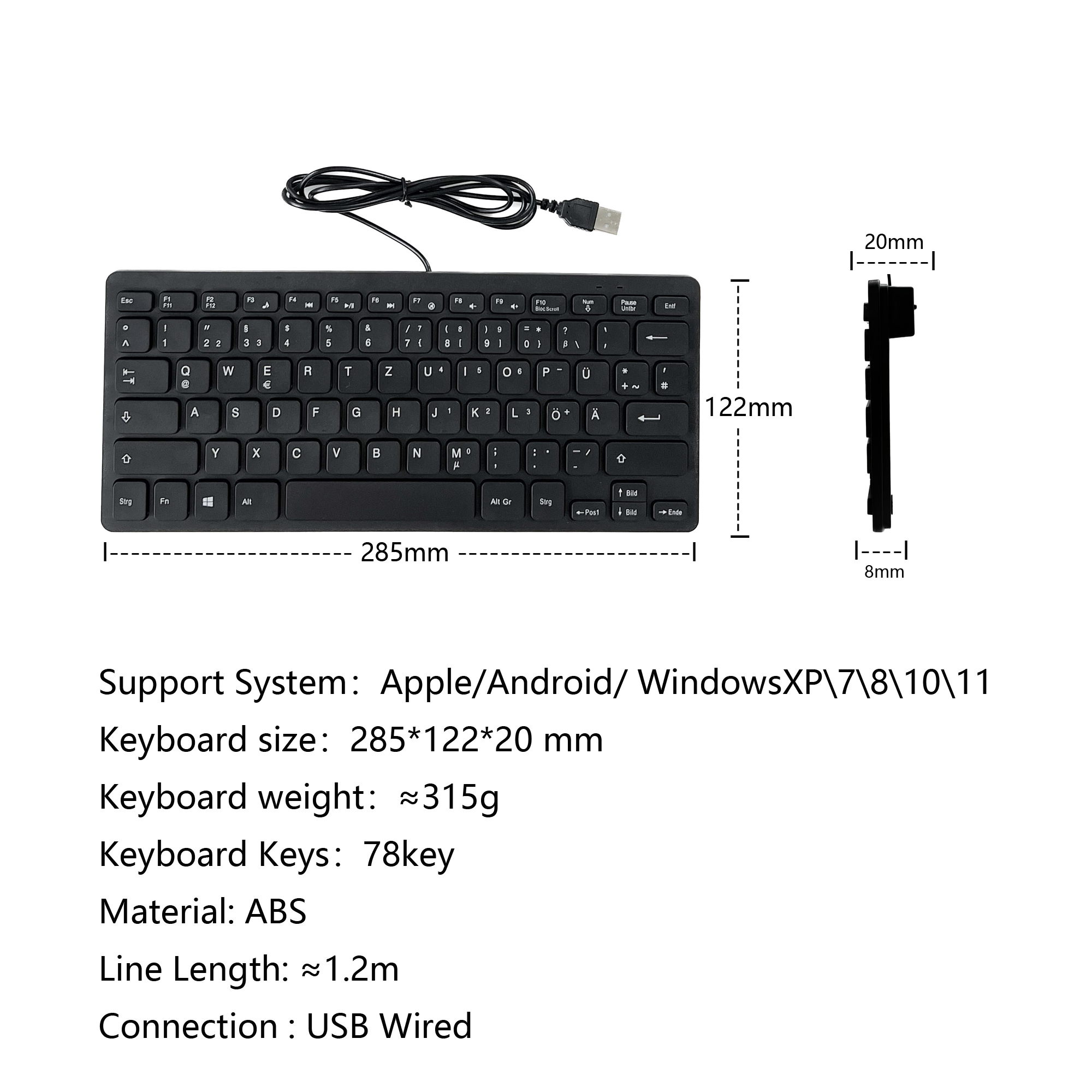 Japanese German Russian French Spanish USB wired m... – Grandado