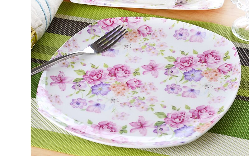 8 inch, real bone china flower dinner plates, porc... – Vicedeal