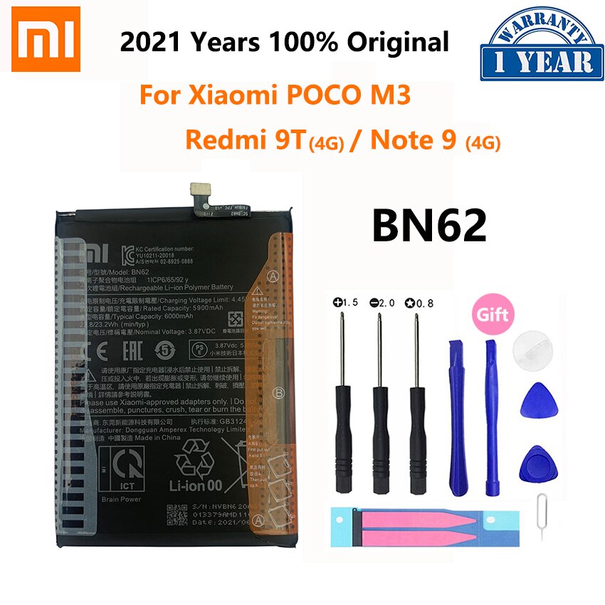 100% original xiao mi bn62 6000 mah telefonbatte... – Grandado