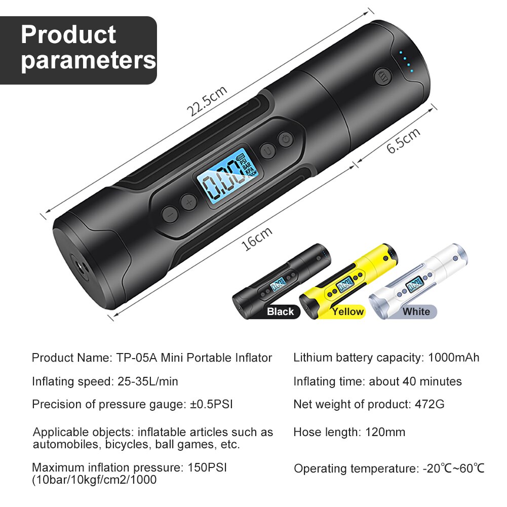 Multifunctional 3000mAh 35L / Min Portable Air Com... – Grandado