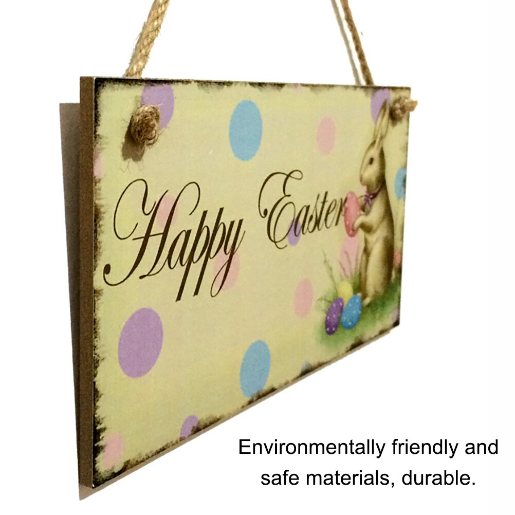 Wood Easter Hanging Ornaments Bunny Wall Plaque Si... – Vicedeal