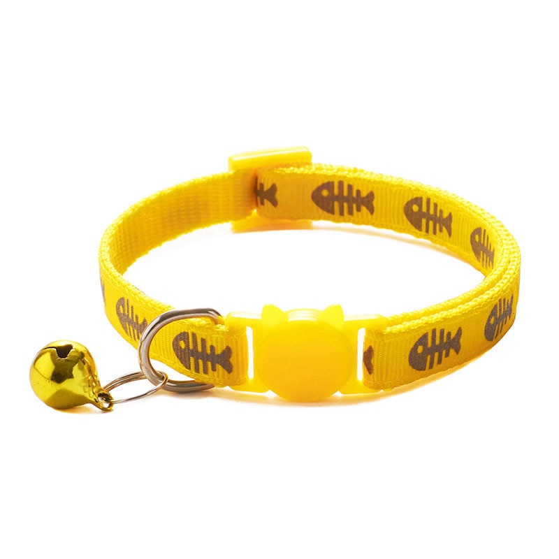 Adjustable Cat Collar Cute Fishbone Print Breakawa... – Grandado