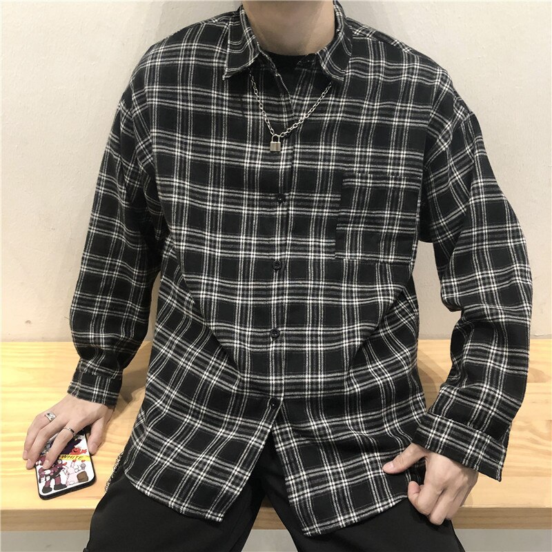 Plaid Shirt Heren Lange Mouw Turn-Down Kraag Toeva... – Vicedeal