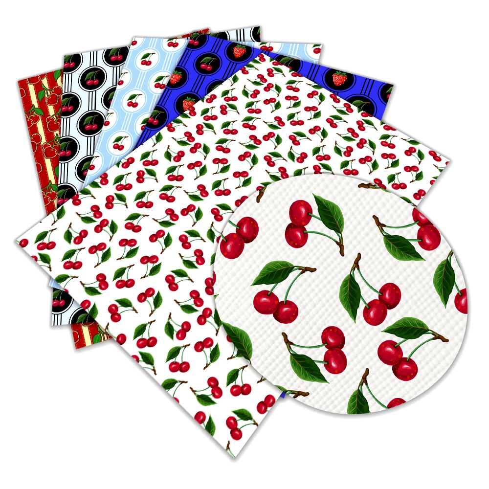 Faux cuir imprimé motif cerises A4, 22x30cm, pour ... – Grandado