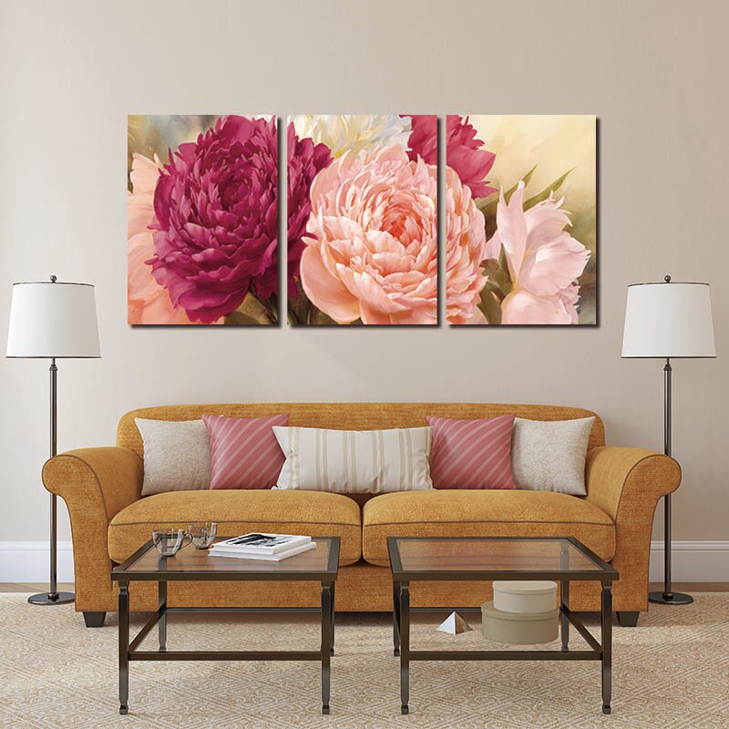 Foto Canvas Schilderij decor thuis 5 Panel pioen B... – Vicedeal