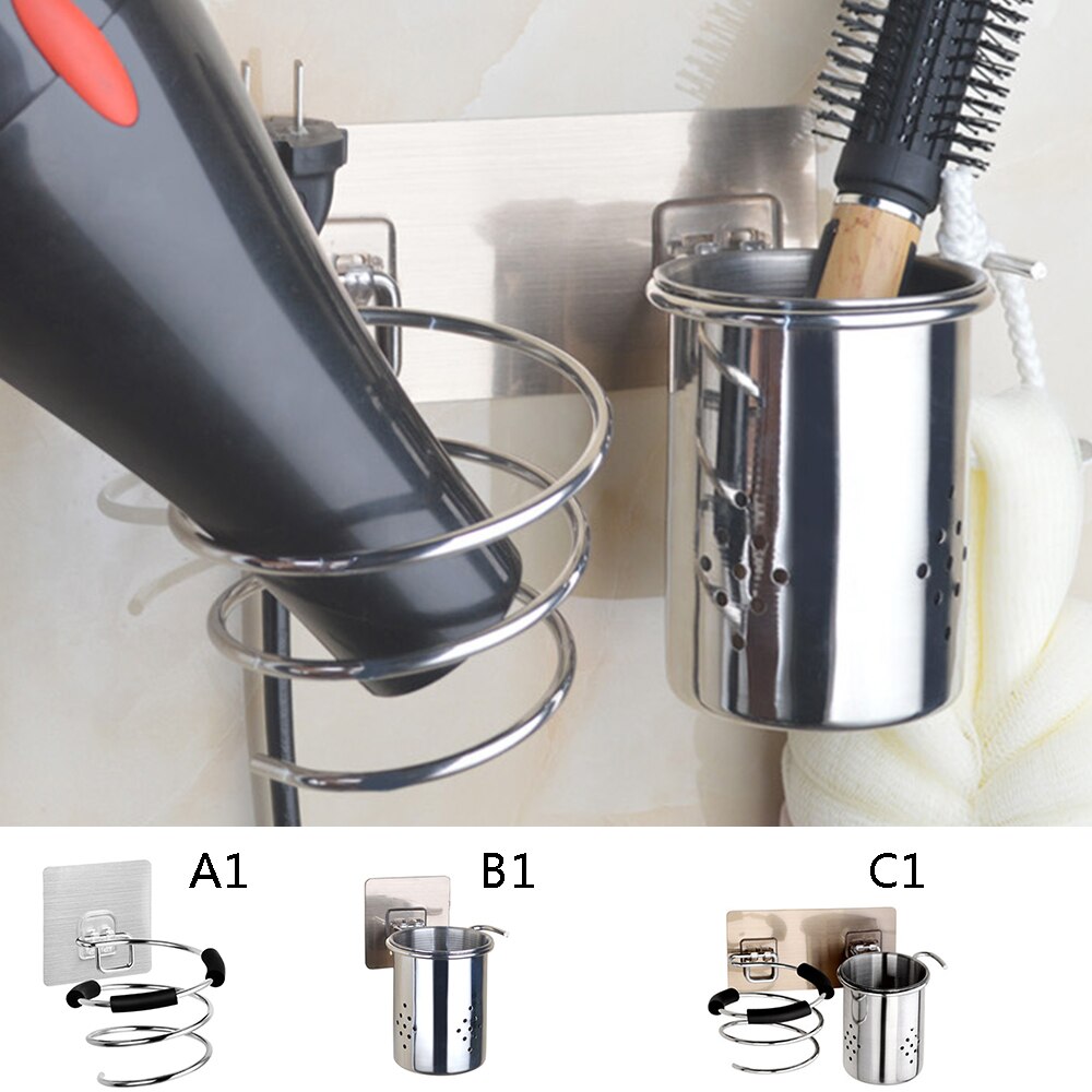 Stainless Steel Hair Dryer Holder Space Bathroom W... – Vicedeal Stainless Steel Hair Dryer Holder Space Bathroom W... – Vicedeal