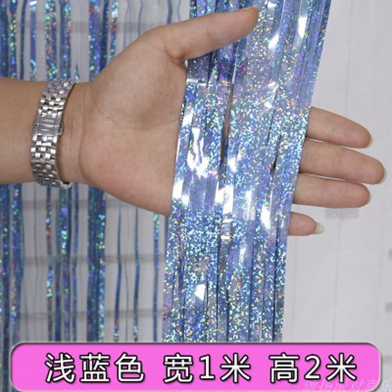 1M*2M Light Blue Metallic Foil Fringe Shiny Rain C... – Vicedeal