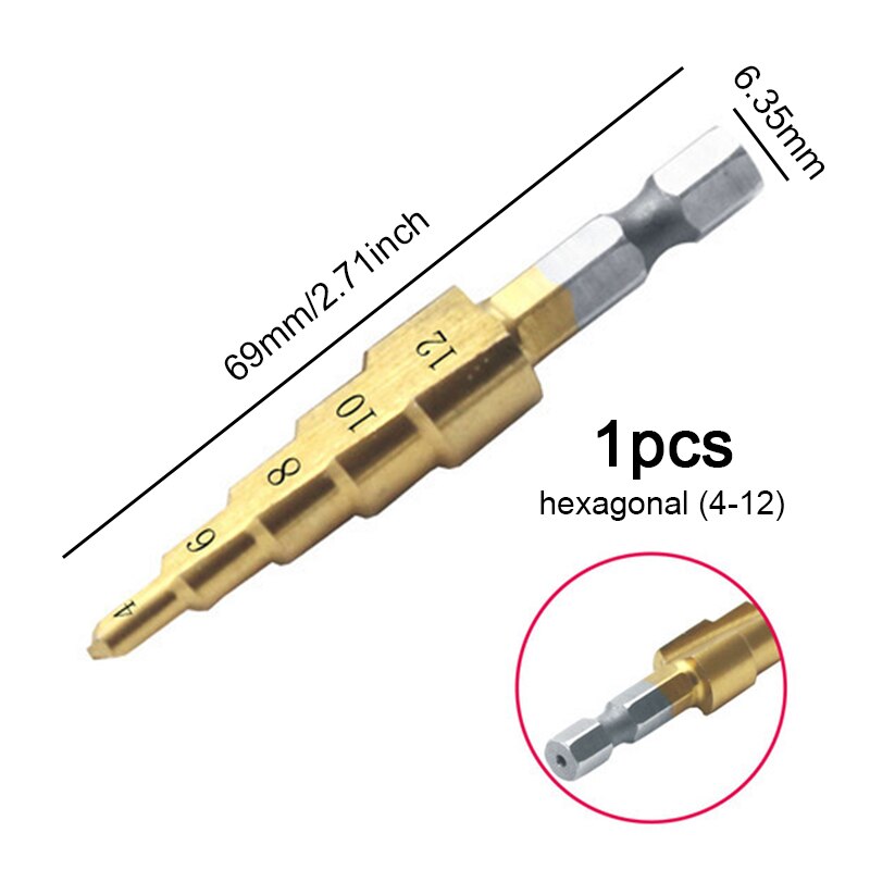 Step Drill Bit 3-12mm 4-12mm 4-20mm 4-32mm HSS Str... – Vicedeal