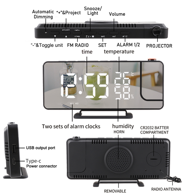 Digital FM Radio LED Smart Alarm Clock Table Elect... – Grandado
