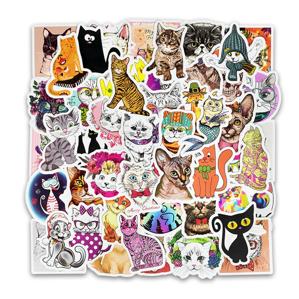 50 Pcs/Lot Cute Cat Style Kitten Stickers For Comp... – Grandado