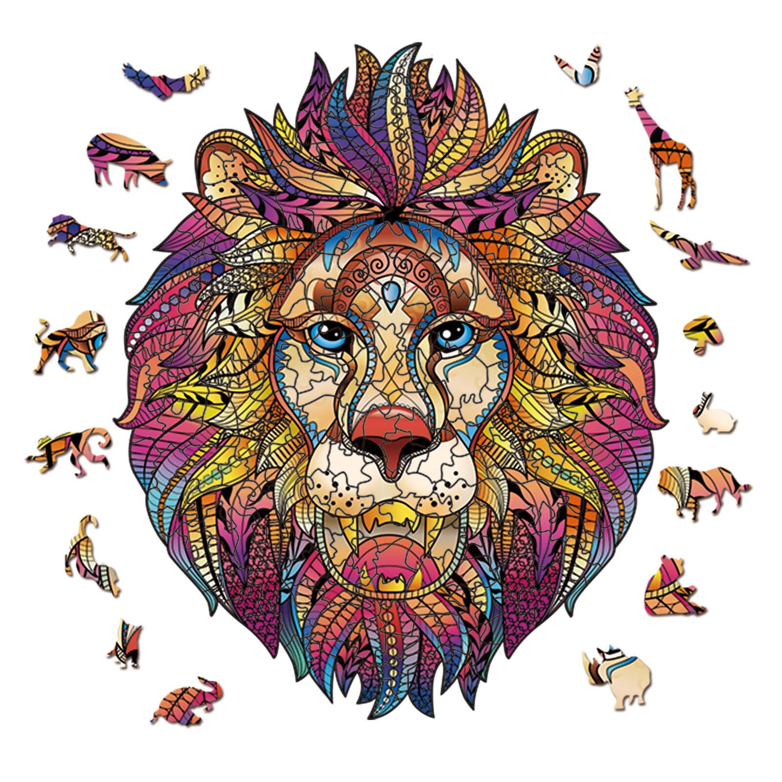 Colorful Lion Wooden Puzzle 3D DIY A3 A4 A5 Fidget... – Vicedeal