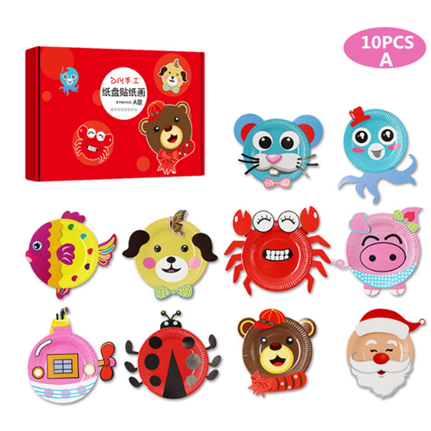 Animal Cartoon Paper Plate Drawing DIY Handmade Cr... – Grandado