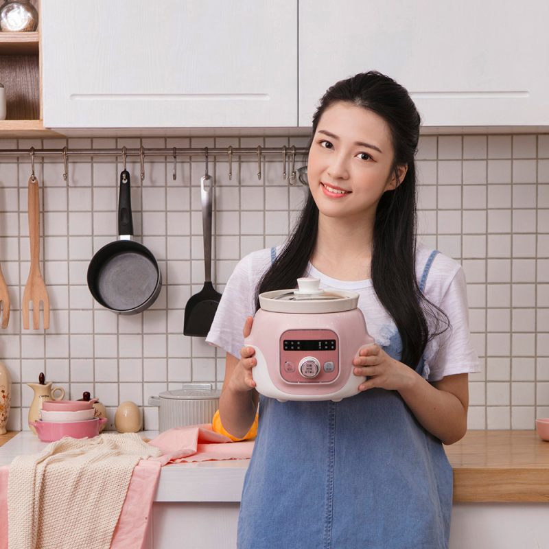 Pink Electric cooker soup stewing porridge Peach g... – Grandado