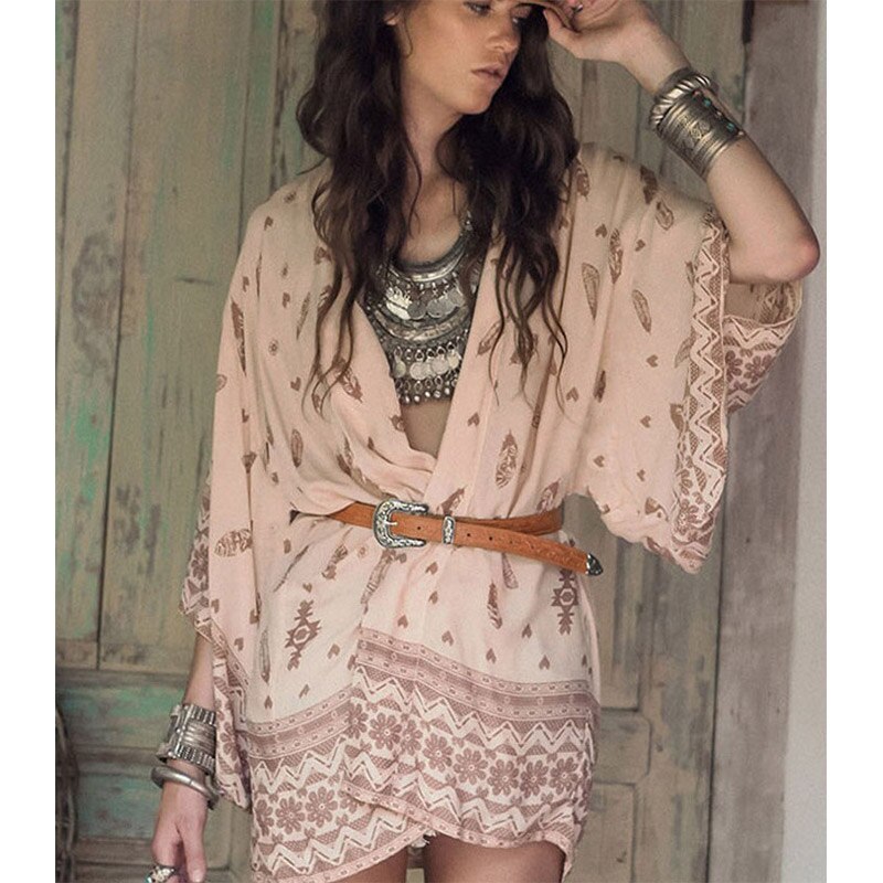 Floral Print Beach Cover Up Chiffon Swimwear Cover... – Grandado