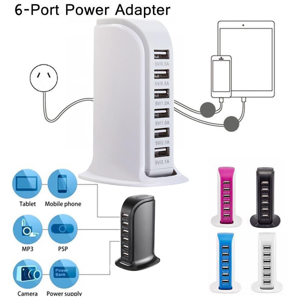 6 USB MultiPort UK Plug Quick Charger Desktop HUB ... – Grandado