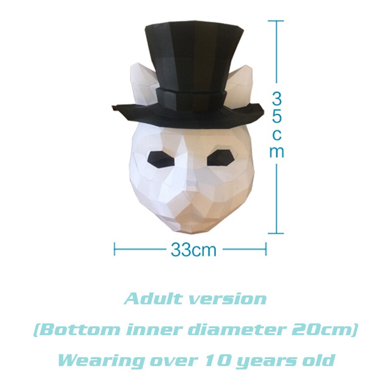 Gentleman Cat Head Cover Panda Animal Mask Adult a... – Grandado