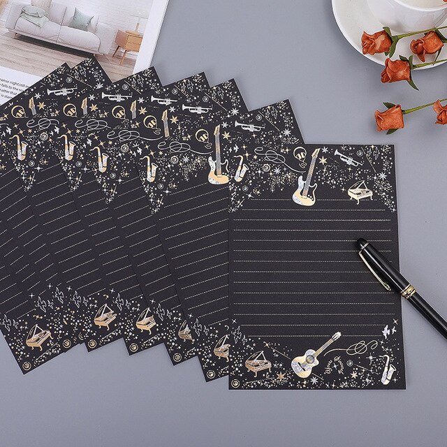 8pcs Golden Feather Paper Vintage Bronzing Letterh... – Grandado