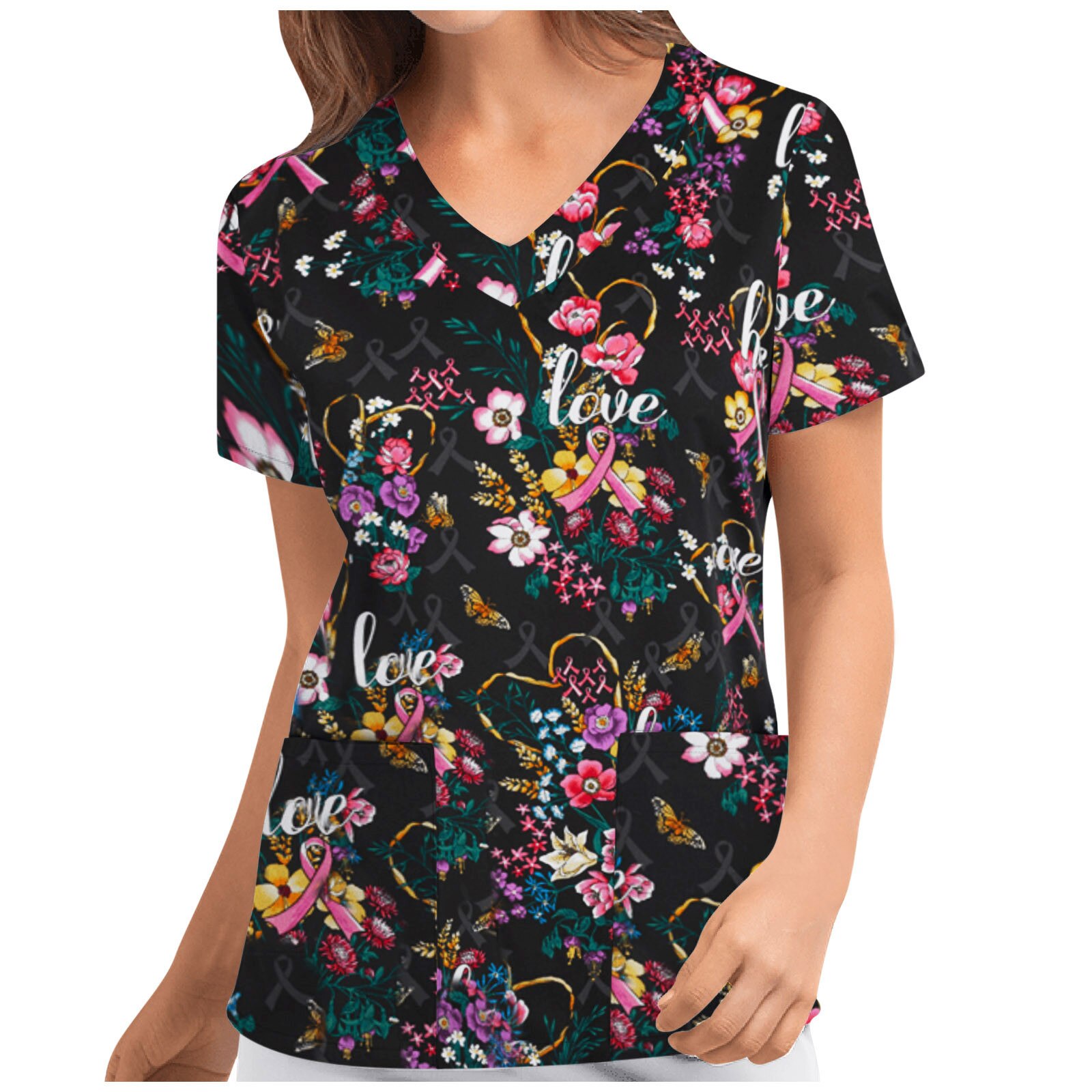 #a08 Female Nurse Uniform Short-sleeved V-neck Top... – Grandado