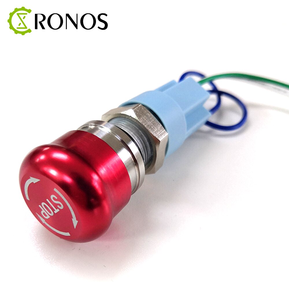 16mm metal knap switch selvlåsende nødstop vandtæt svampe hoved, enhed ...