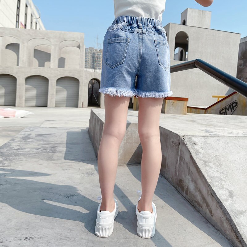 Kids Girl Tassel Denim Shorts Heart Print Teens Gi... – Grandado