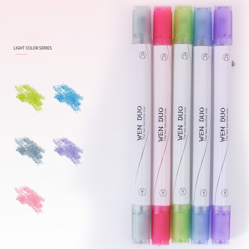 5/6 Pcs/Set Highlighter Light Color Double-headed ... – Grandado