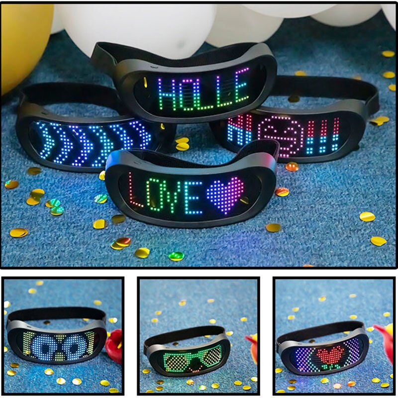 LED Shining Glasses Birthday Party Bluetooth Light... – Grandado