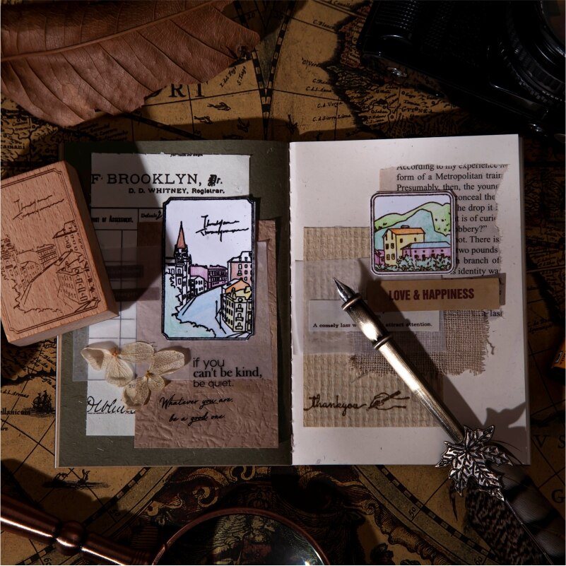 Vintage European City Architecture Stamp DIY Woode... – Grandado