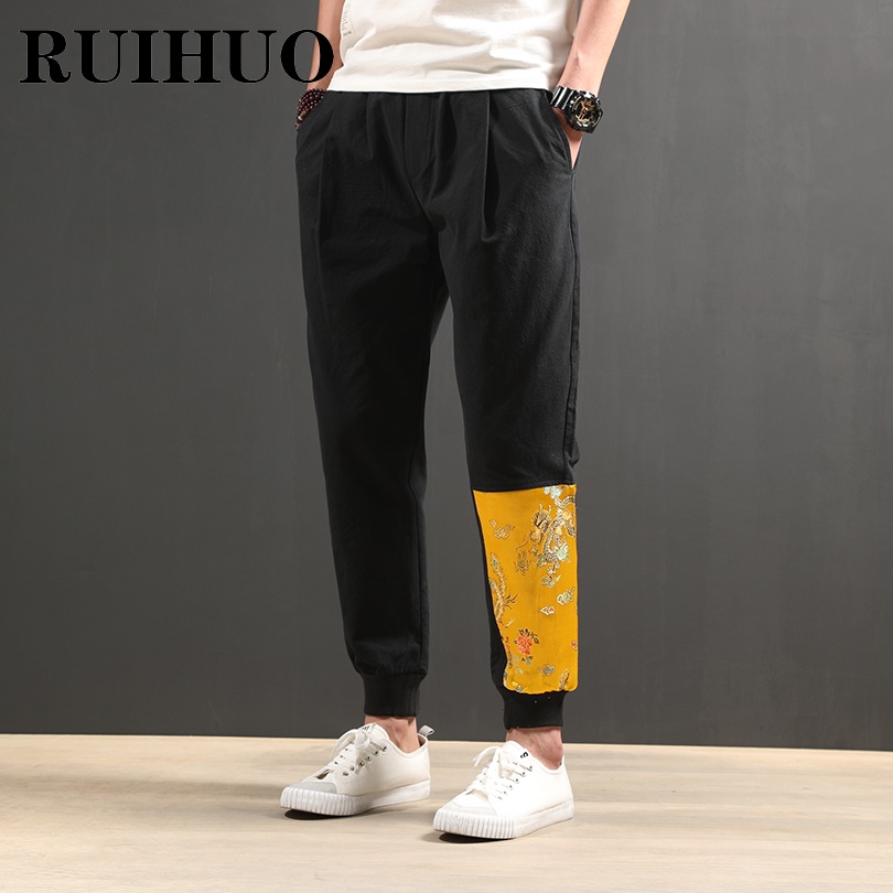 Ruihuo Dragon Print Casual Broek Mannen Joggers Kl... – Grandado