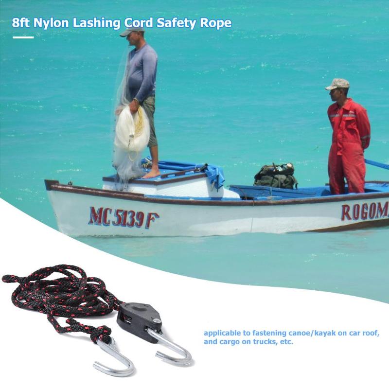 8ft Nylon Lashing Cord Safety Rope w/ Hooks for Ca... – Vicedeal