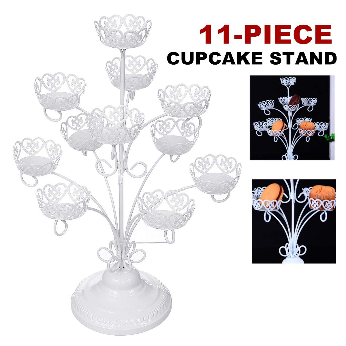 11-Piece Cupcake Stand Metal Tree Shape Dessert Di... – Grandado