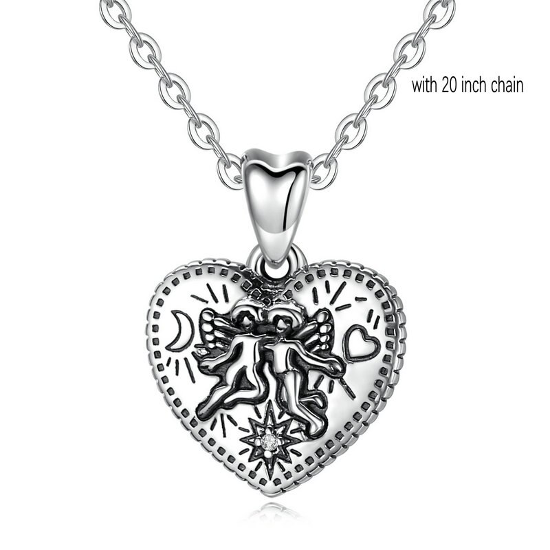 Eudora 925 Silver Love god Cupid angel Pendant Nec... – Grandado