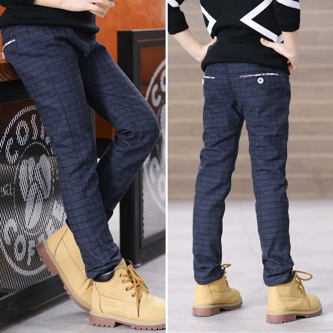 Pants for Boys Casual Trousers Boy Plaid School Pa... – Vicedeal